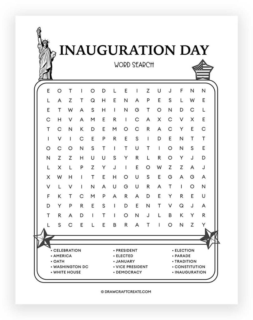 Inauguration Day Word Search Printable Free - Draw Craft Create