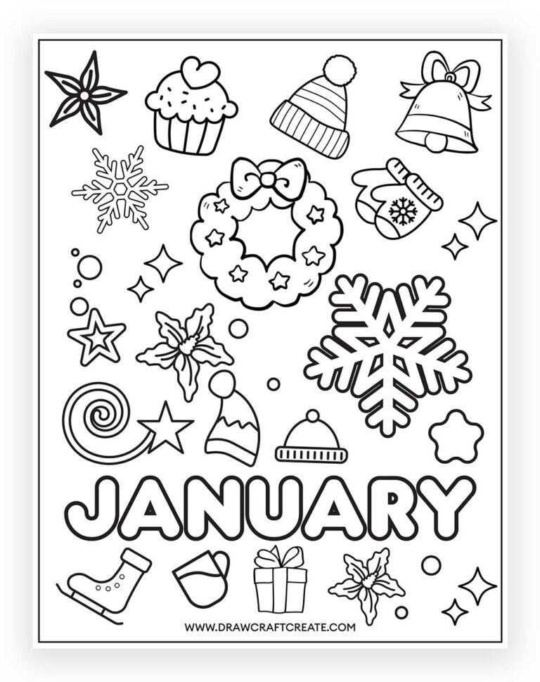 January Coloring Pages Free Printable - Draw Craft Create
