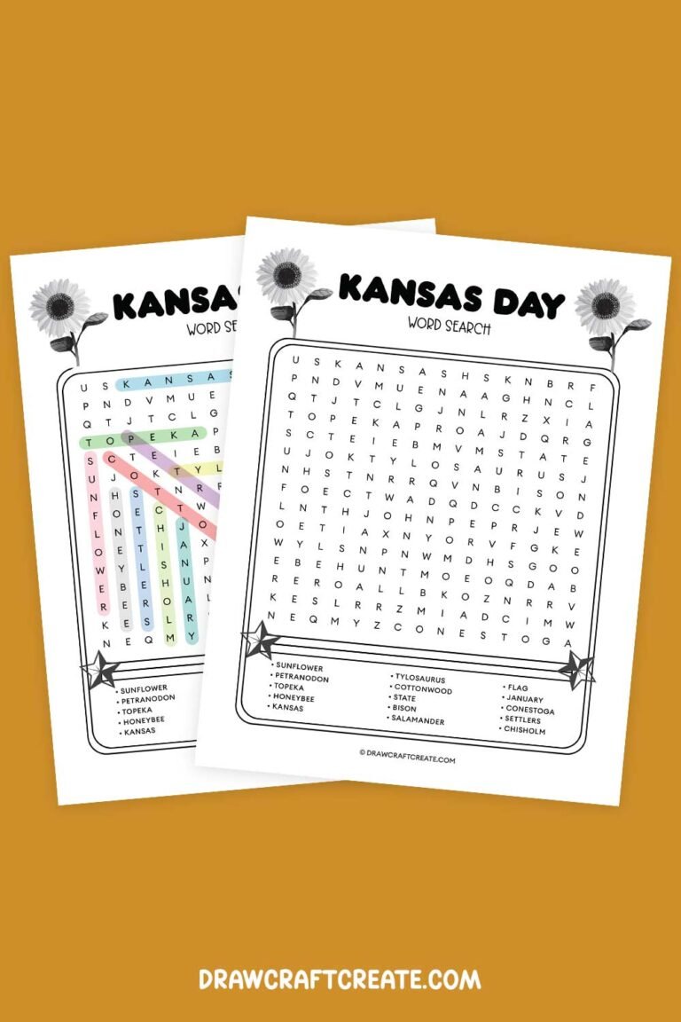 Kansas Day Word Search Printable Free - Draw Craft Create