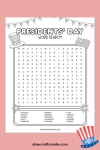 Presidents' Day Word Search - Free Printable - Draw Craft Create