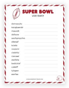 Free Printable Super Bowl Word Scramble - Draw Craft Create