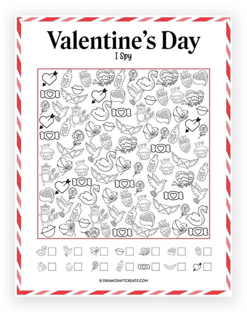 Free Printable Valentine's Day I Spy Game - Draw Craft Create
