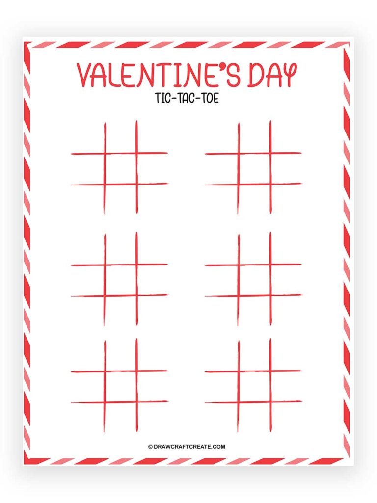 Free Printable Valentine's Day Tic Tac Toe - Draw Craft Create