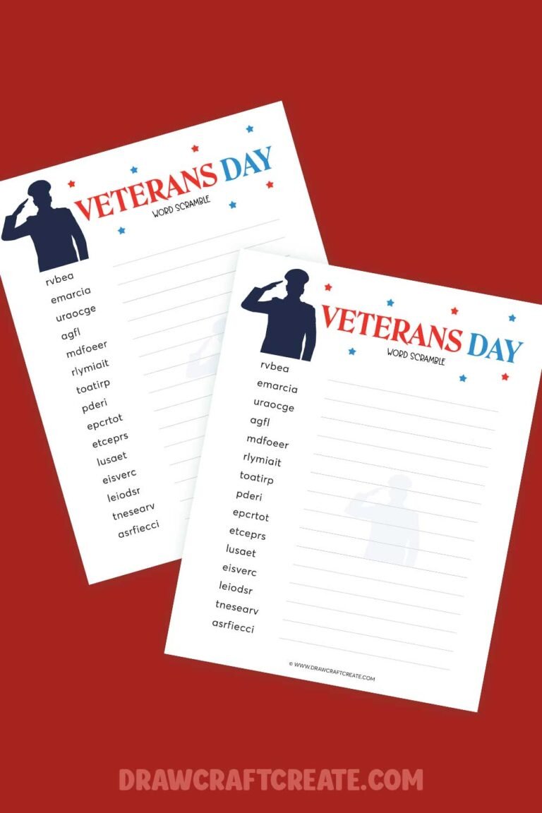 Veterans Day Word Scramble Printable - Draw Craft Create