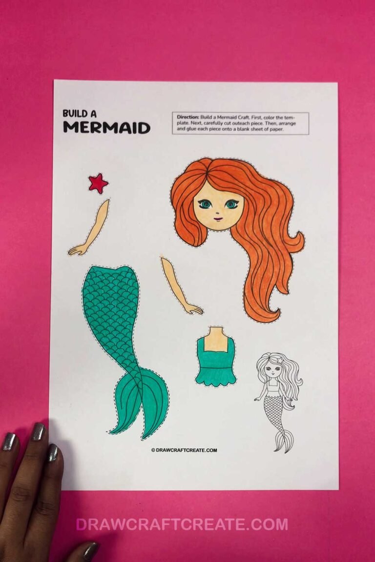 Free Printable Build A Mermaid Craft - Draw Craft Create