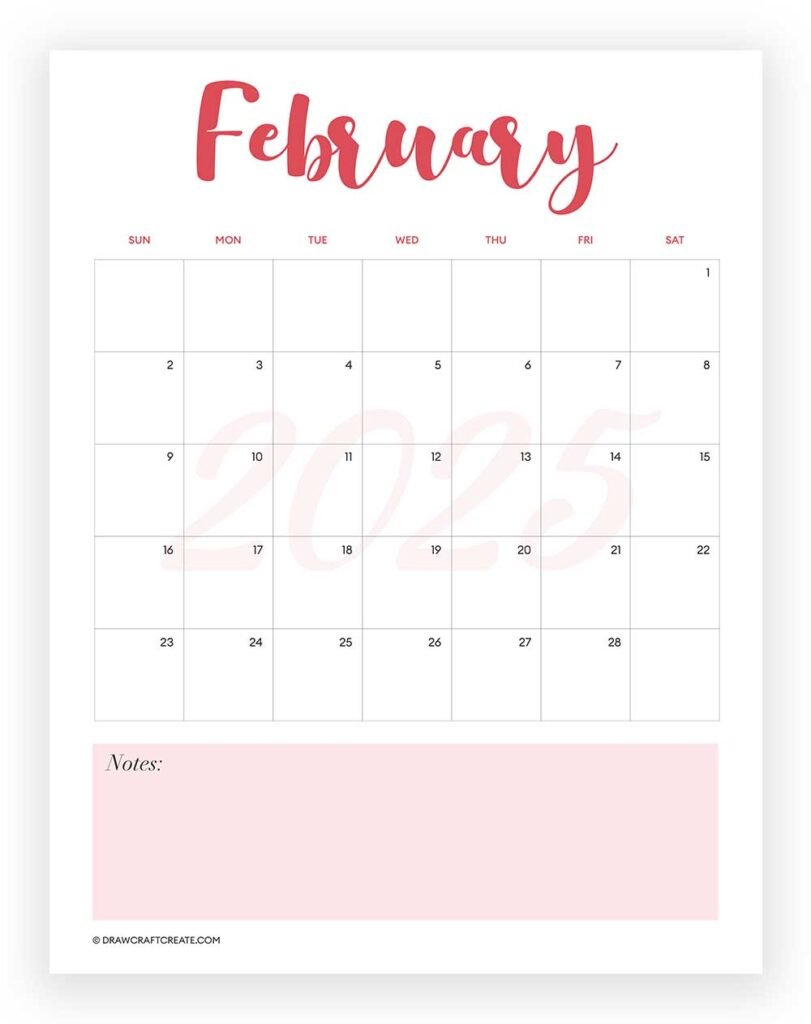 Free Printable February 2025 Calendars - Draw Craft Create
