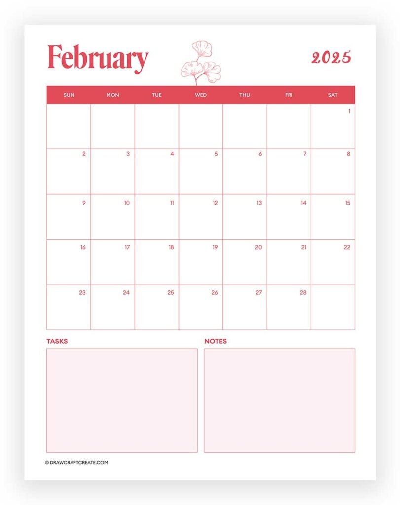 February 2025 Calendars Printable - 40+ Free PDF - Draw Craft Create