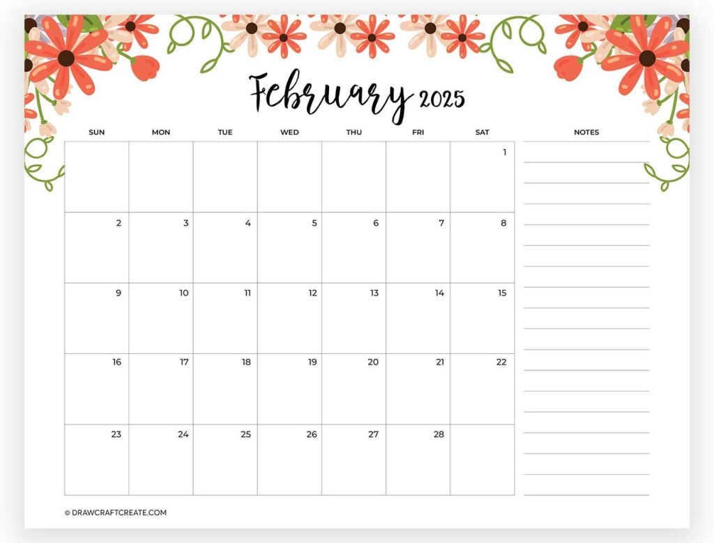 February 2025 Calendars Printable - 40+ Free PDF - Draw Craft Create
