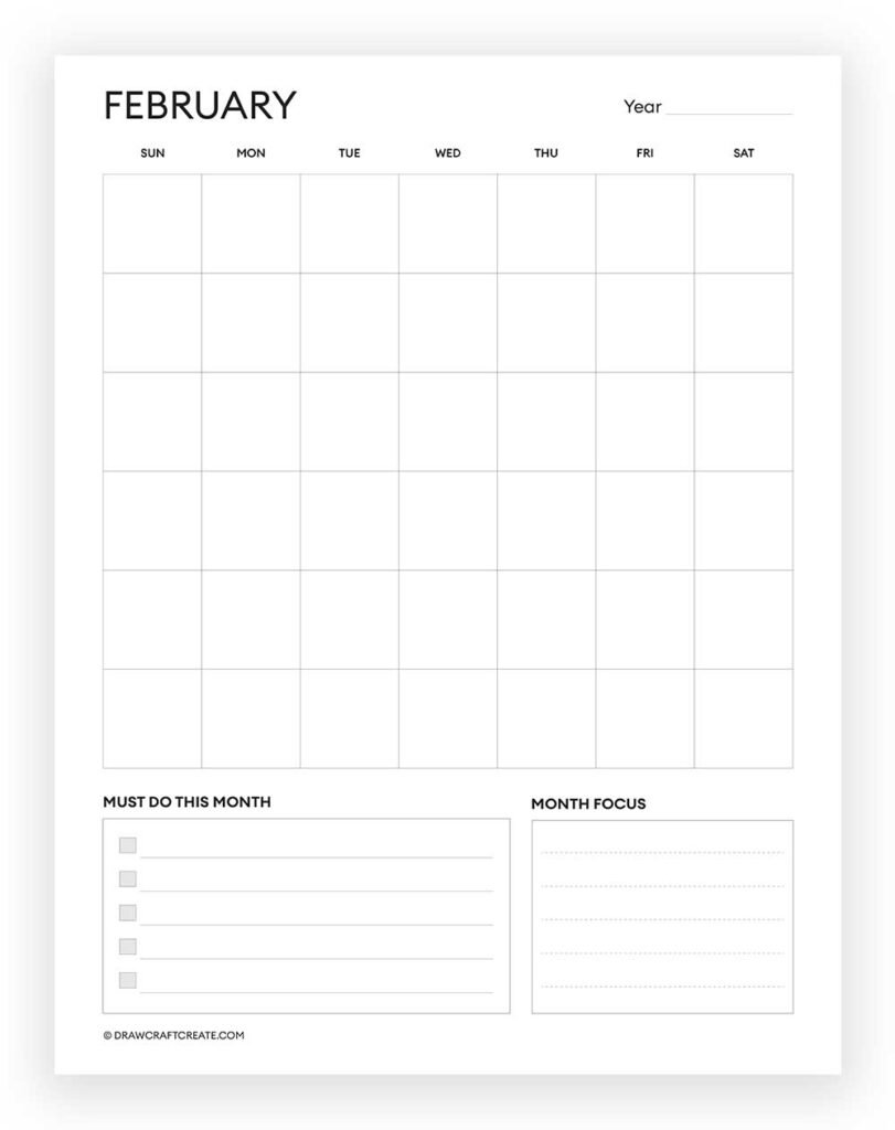 February 2025 Calendars Printable - 40+ Free PDF - Draw Craft Create