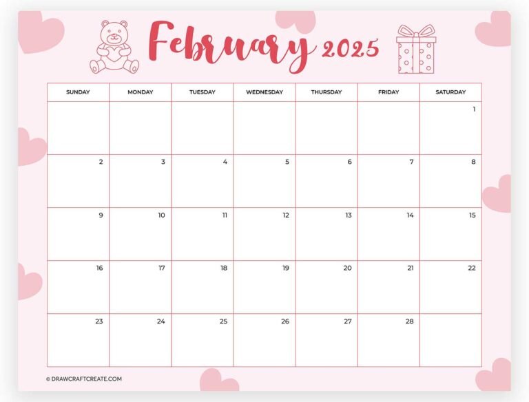February 2025 Calendars Printable - 40+ Free PDF - Draw Craft Create