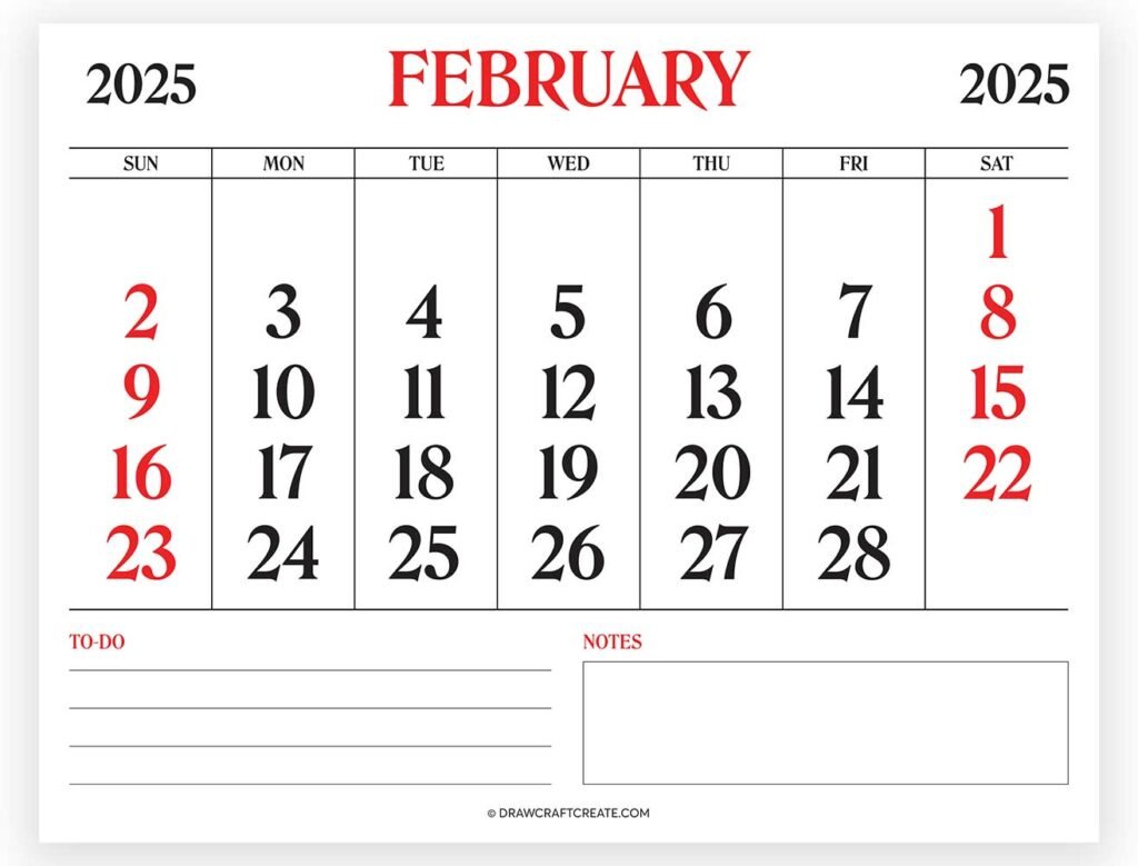 Free Printable February 2025 Calendars - Draw Craft Create