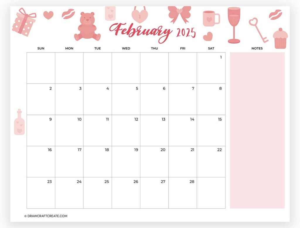 Free Printable February 2025 Calendars - Draw Craft Create