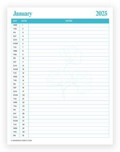 January 2025 Calendars Printable - 40+ Free PDF - Draw Craft Create