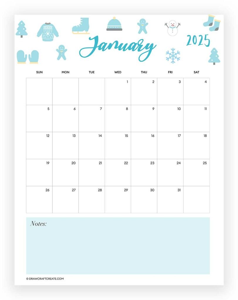 January 2025 Calendars Printable - 40+ Free PDF - Draw Craft Create