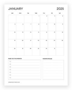 January 2025 Calendars Printable - 40+ Free PDF - Draw Craft Create
