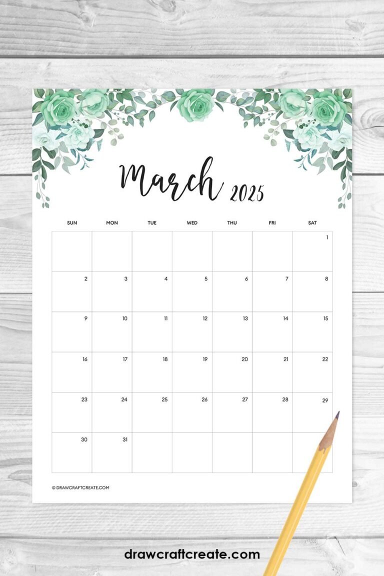 March 2025 Calendars Printable Free - Draw Craft Create