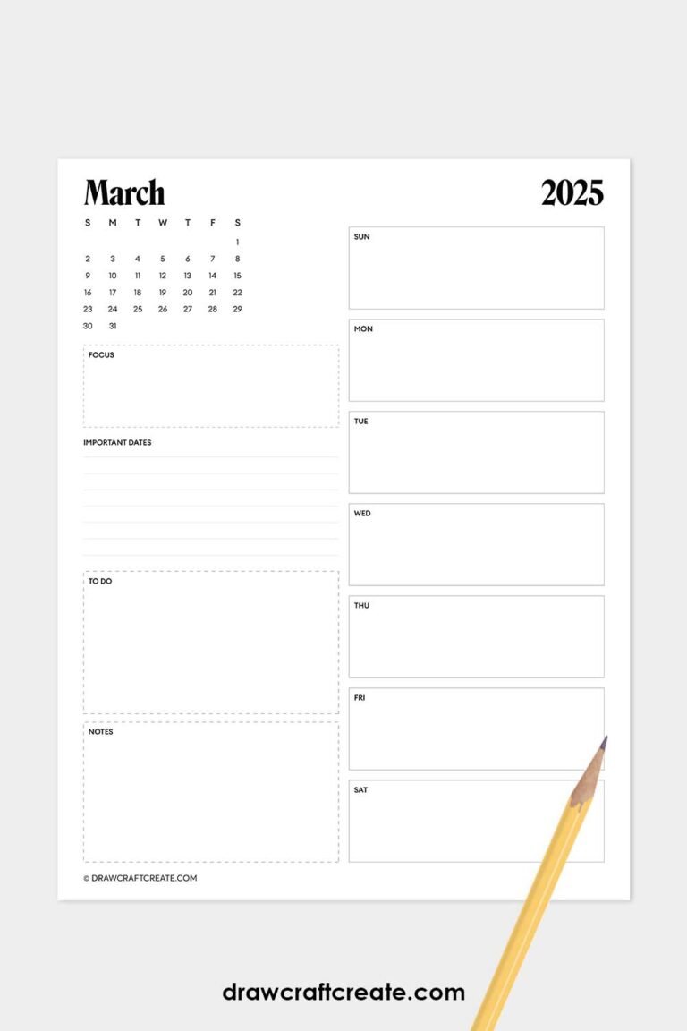 Free Printable March 2025 Calendars - Draw Craft Create