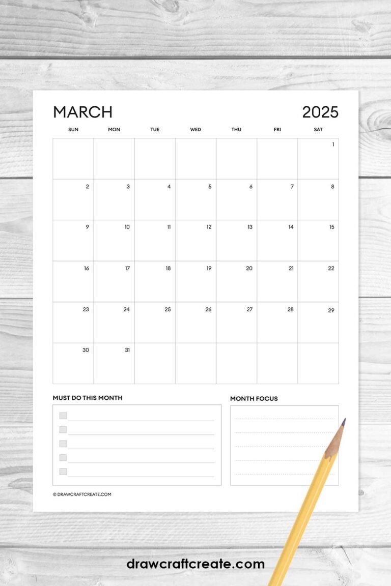 Free Printable March 2025 Calendars - Draw Craft Create