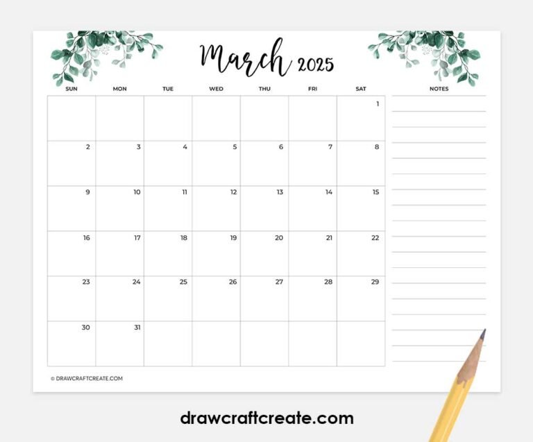 March 2025 Calendars Printable Free - Draw Craft Create