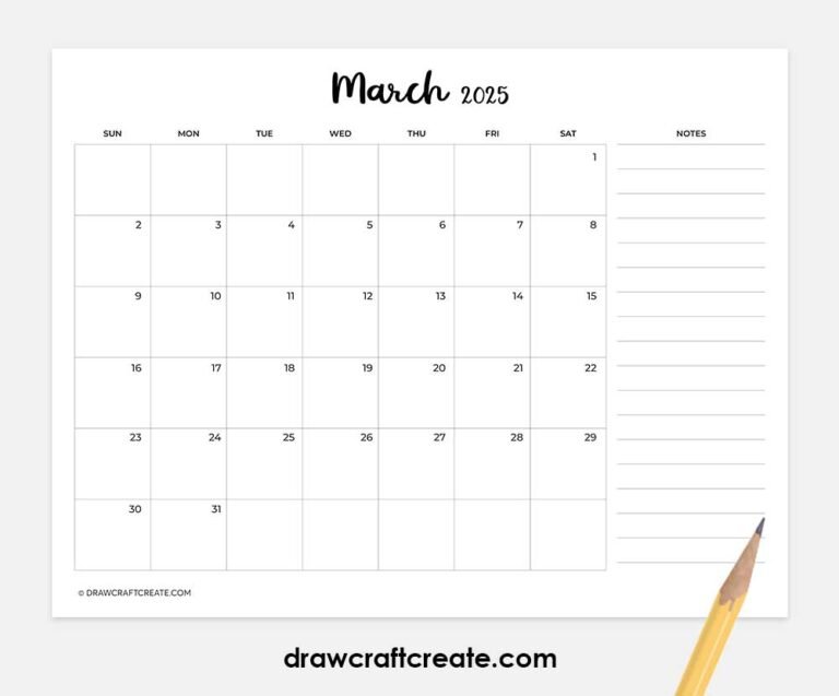 March 2025 Calendars Printable Free - Draw Craft Create
