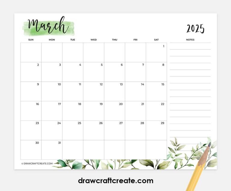 March 2025 Calendars Printable Free - Draw Craft Create