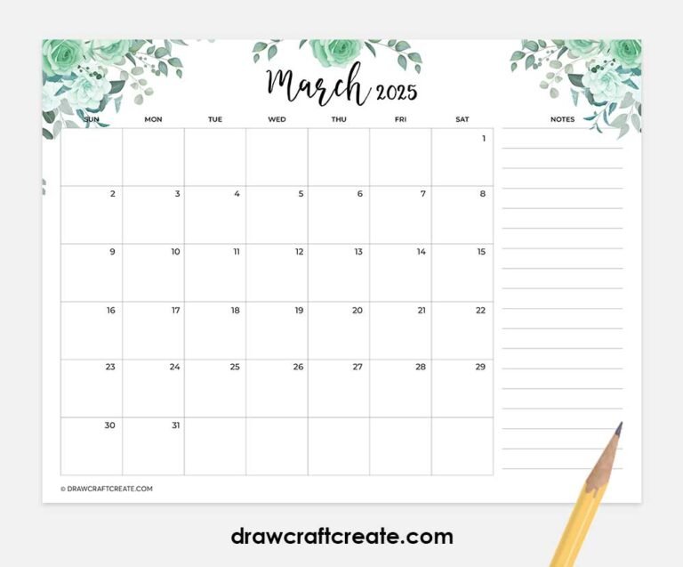 March 2025 Calendars Printable Free - Draw Craft Create