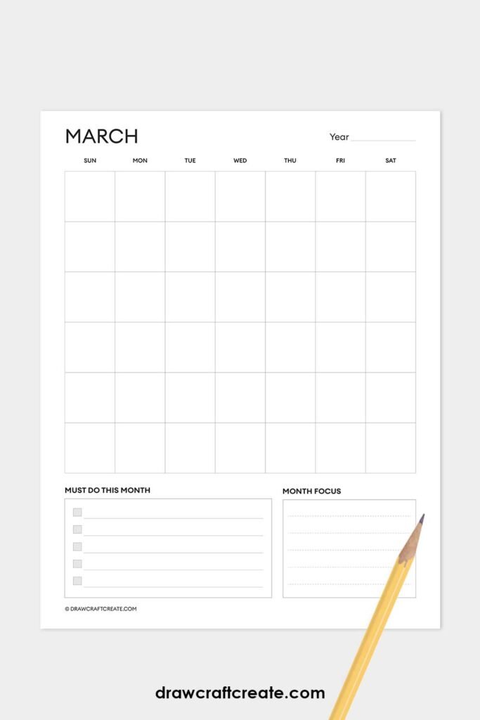Free Printable March 2025 Calendars - Draw Craft Create