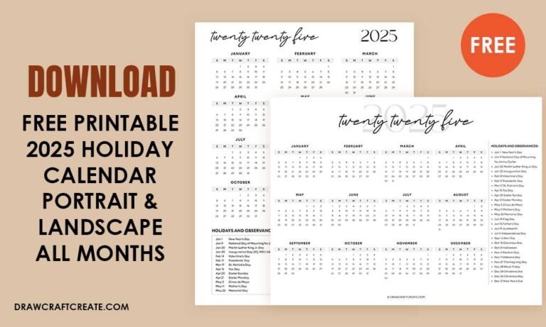Free Printable 2025 Mini Calendar Card - Draw Craft Create
