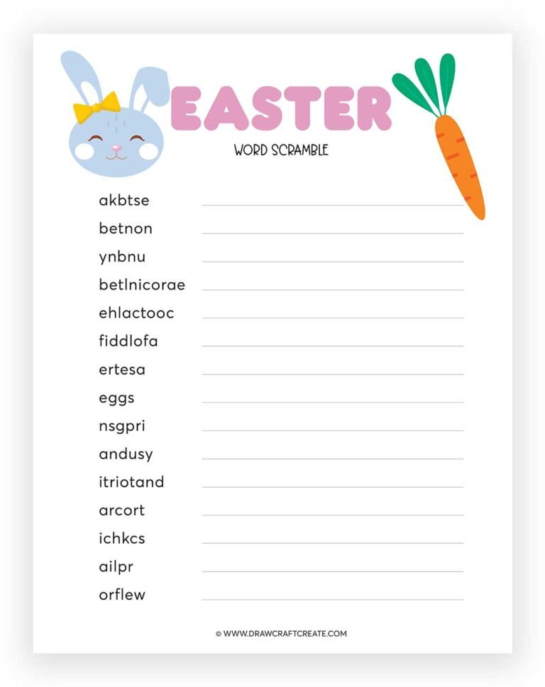 Easter Word Scramble Printable Free - Draw Craft Create