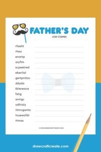 Father's Day Word Scramble Printable - Draw Craft Create