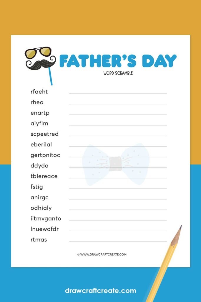Father's Day Word Scramble Printable - Draw Craft Create