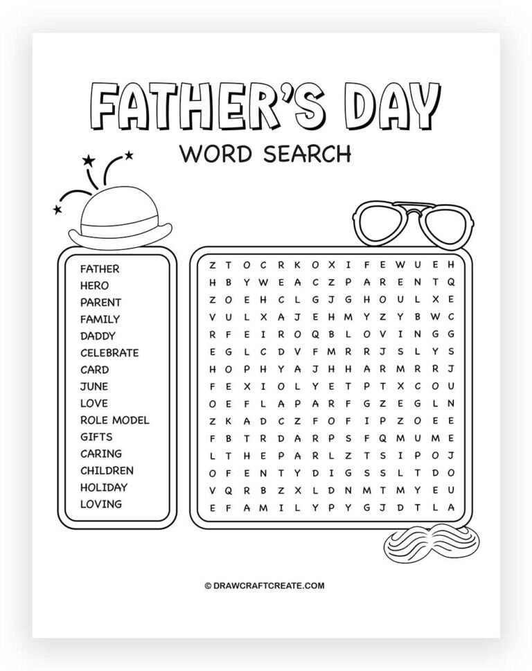 Father's Day Word Search Printable - Draw Craft Create