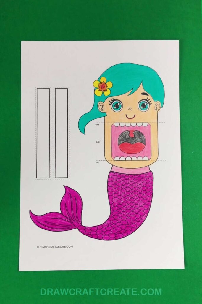 Free Printable Mermaid Puppet - Draw Craft Create