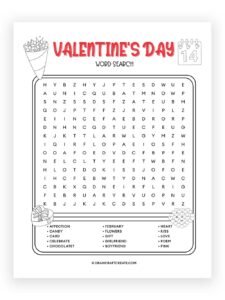 Free Printable Valentine's Day Word Search - Draw Craft Create