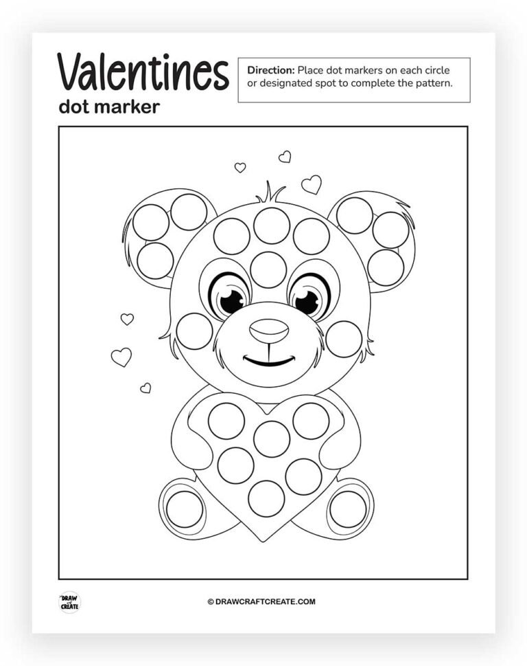 Free Printable Valentine's Day Dot Marker Coloring Pages - Draw Craft ...