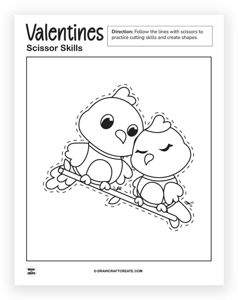 Free Printable Valentine's Day Scissor Skills - Draw Craft Create