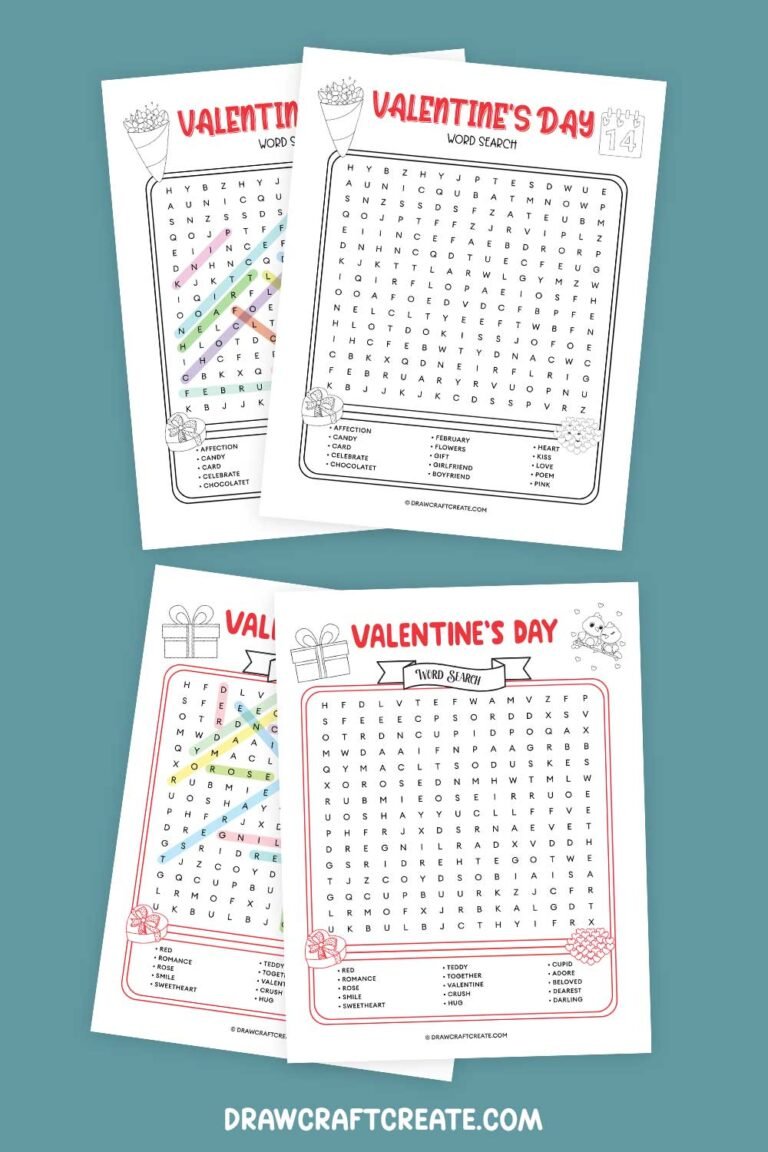 Free Printable Valentine's Day Word Search - Draw Craft Create