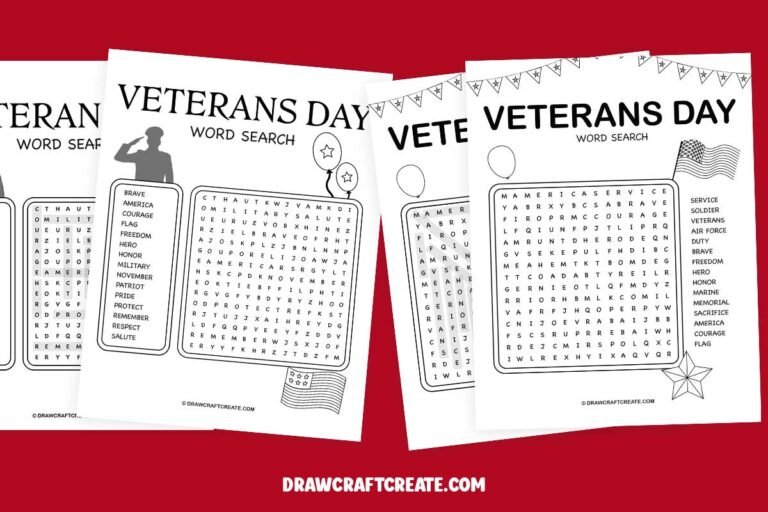 Veterans Day Word Search Printable - Draw Craft Create