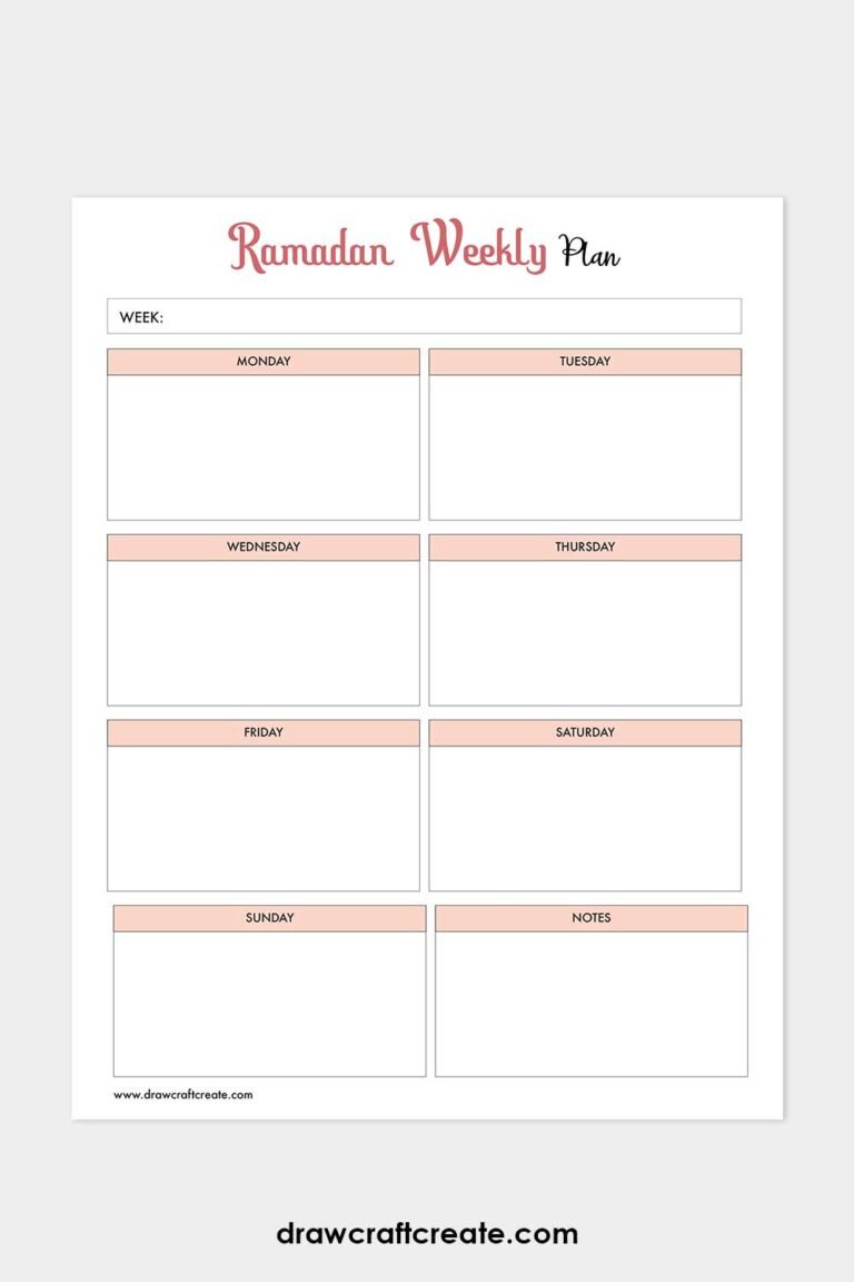 Free Ramadan Planner Printable (20 Templates) - Draw Craft Create
