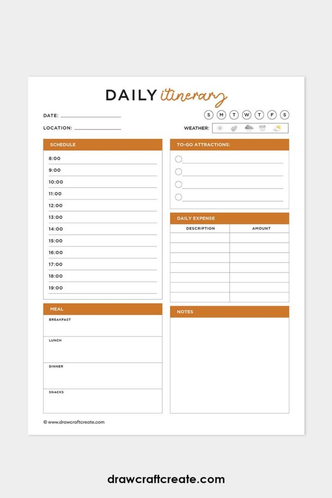 Free Travel Planner Template Printable (35 Pages) - Draw Craft Create