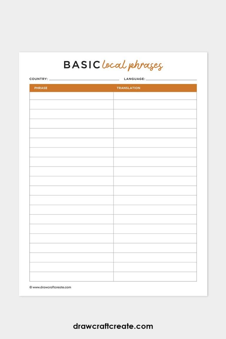 Free Travel Planner Template Printable (35 Pages) - Draw Craft Create