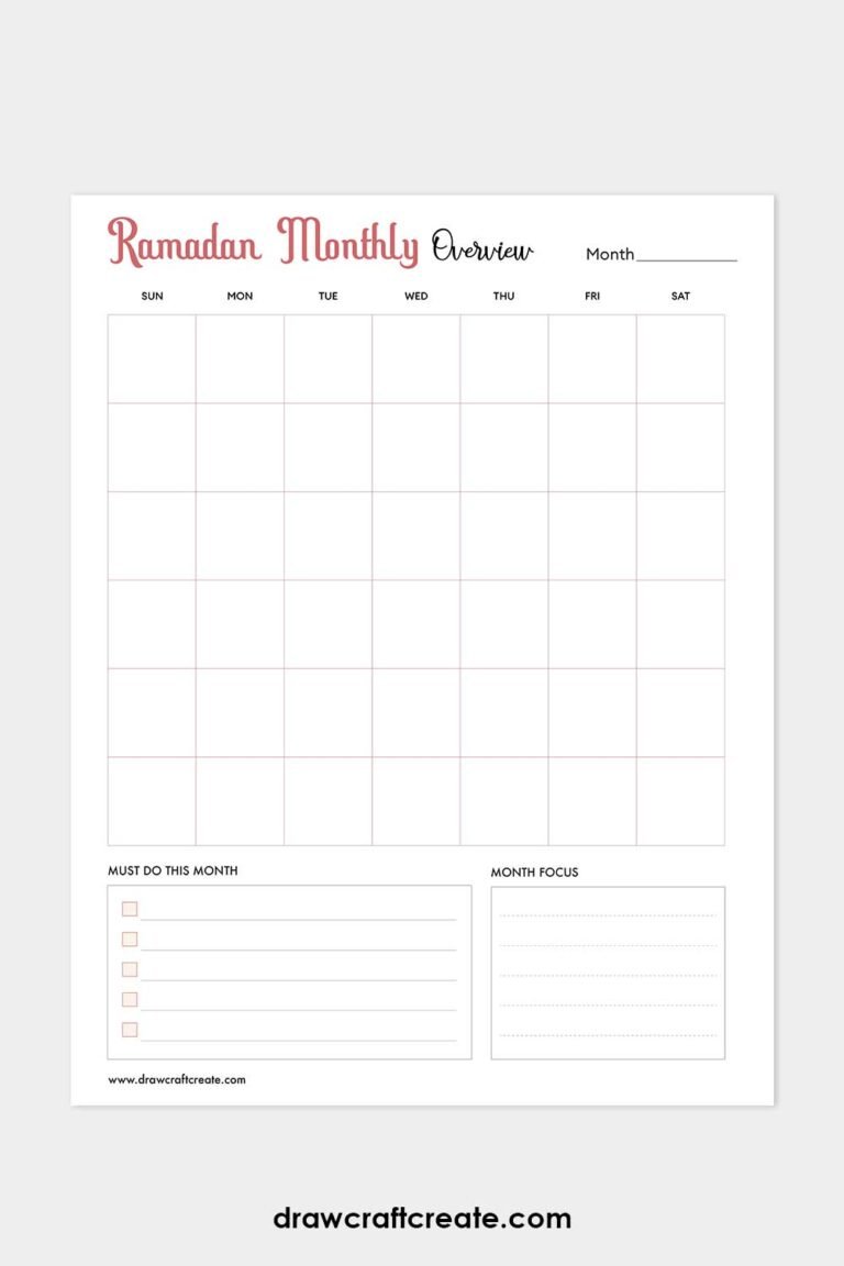 Free Ramadan Planner Printable (20 Templates) - Draw Craft Create