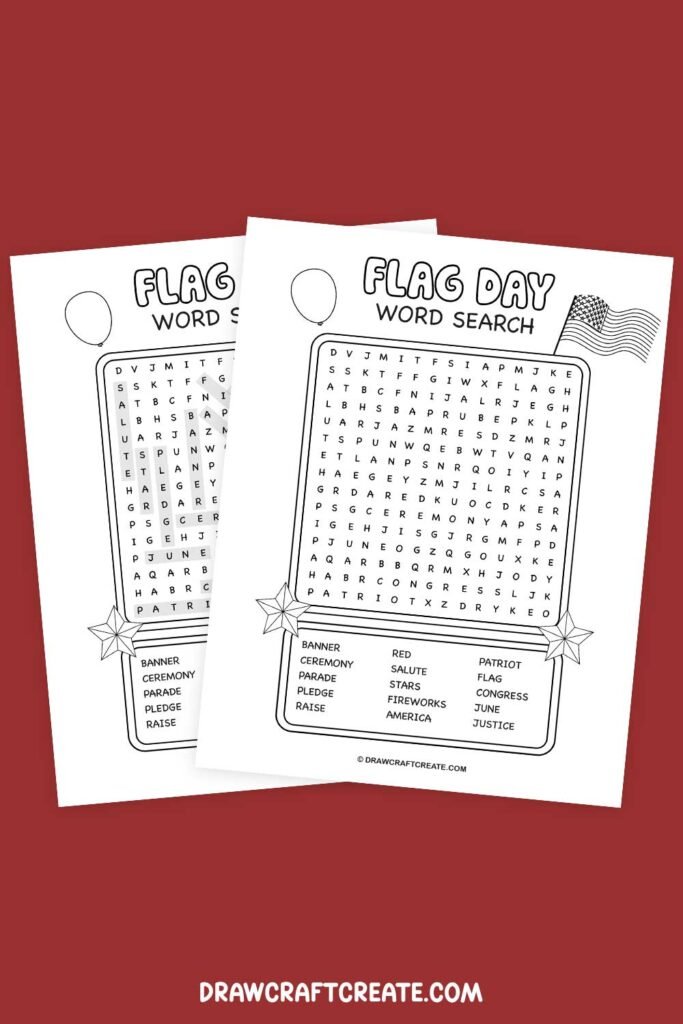 Flag Day Word Search Printable - Draw Craft Create