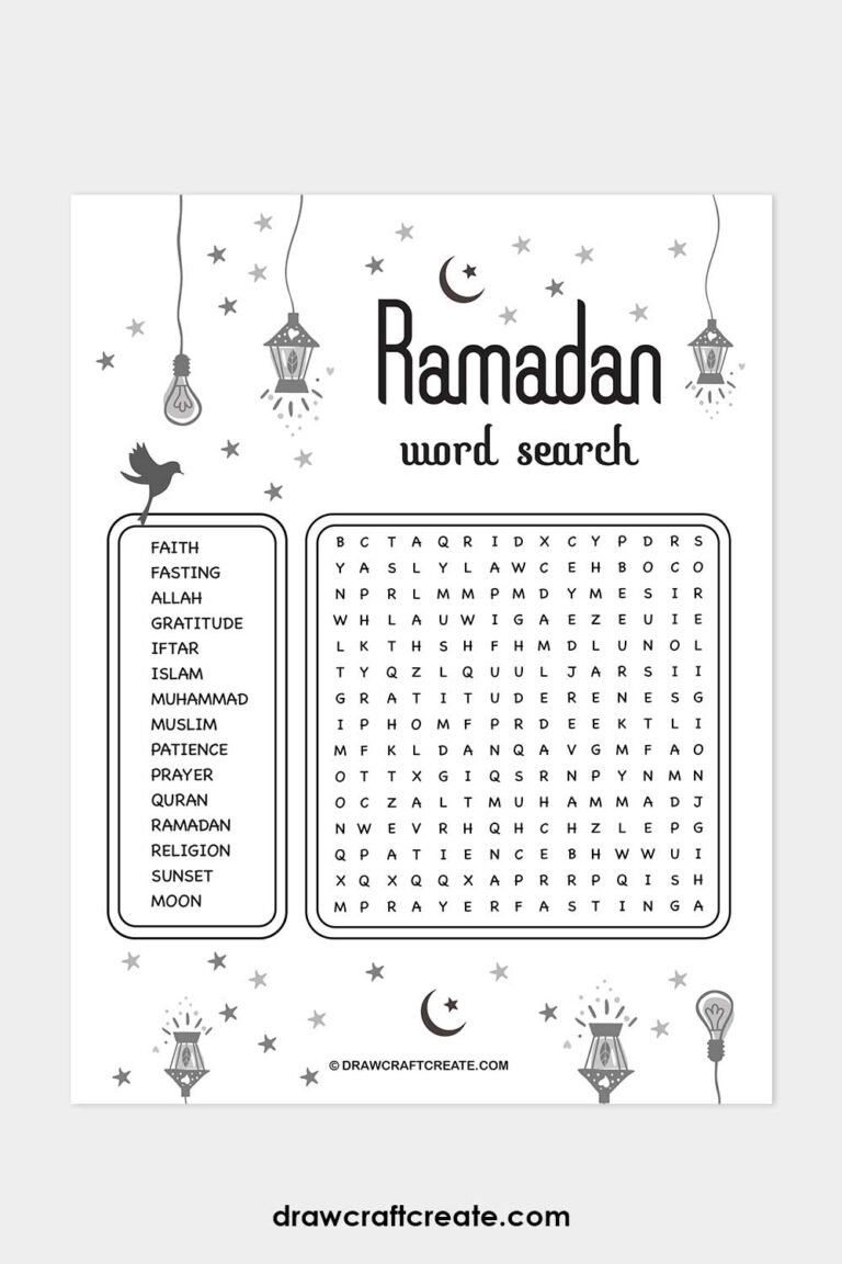 Free Printable Ramadan Word Search - Draw Craft Create