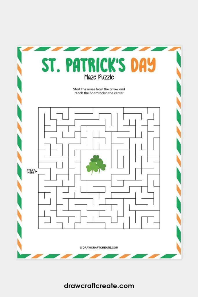 Free Printable St. Patrick's Day Maze Puzzle - Draw Craft Create