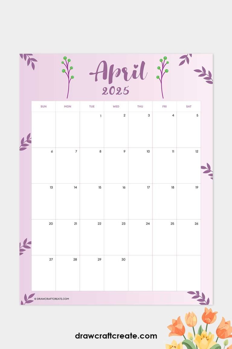 Free Printable April 2025 Calendars (42 Templates) - Draw Craft Create