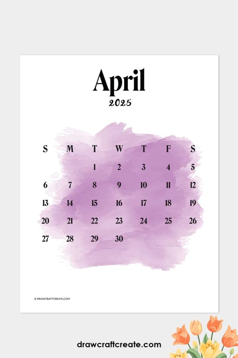Free Printable April 2025 Calendars (42 Templates) - Draw Craft Create