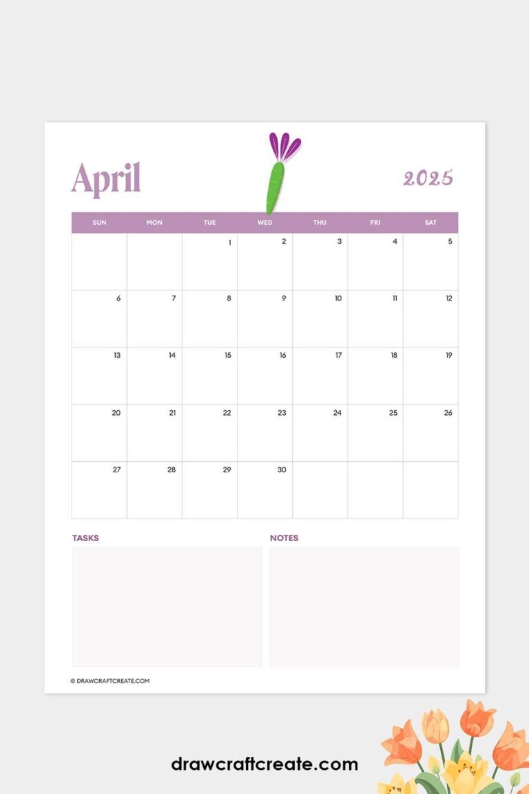 Free Printable April 2025 Calendars (42 Templates) - Draw Craft Create