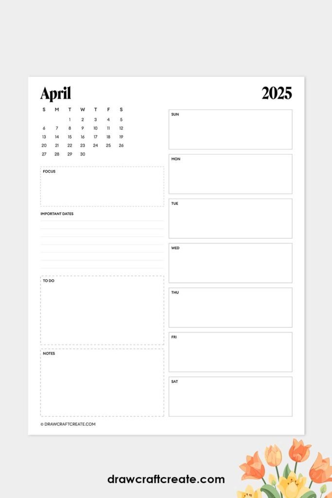 Free Printable April 2025 Calendars (42 Templates) - Draw Craft Create