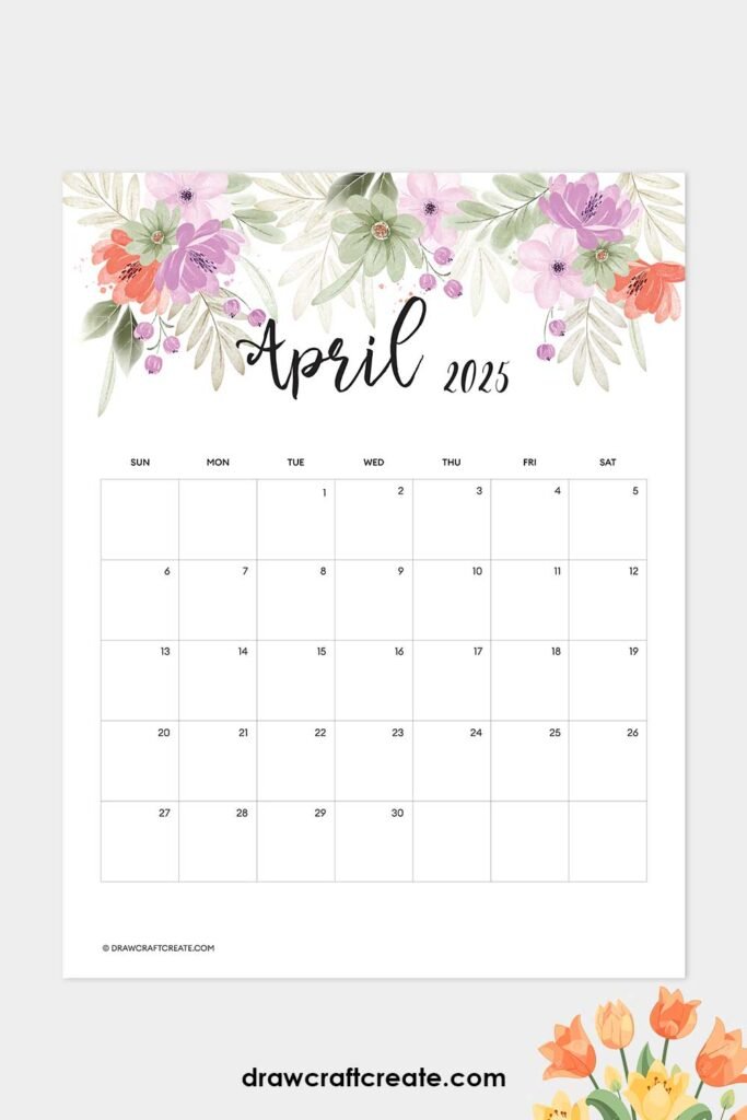 Free Printable April 2025 Calendars (42 Templates) - Draw Craft Create